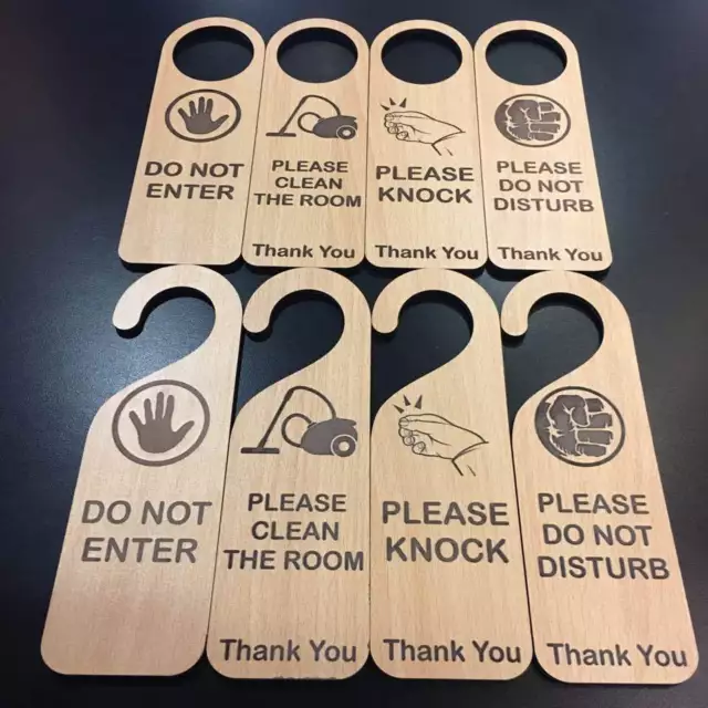 Do Not Disturb Door Sign Engraved Wooden Hanger Handle Hotel Room Guest