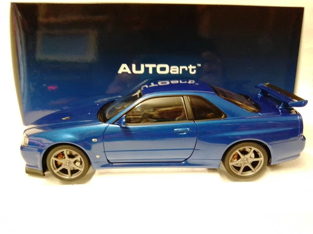 AUTOART NISSAN SKYLINE GT-R R34 V-Spec 8 bayside blue 2001 1/18 77408 EUR 255,00 - PicClick IT
