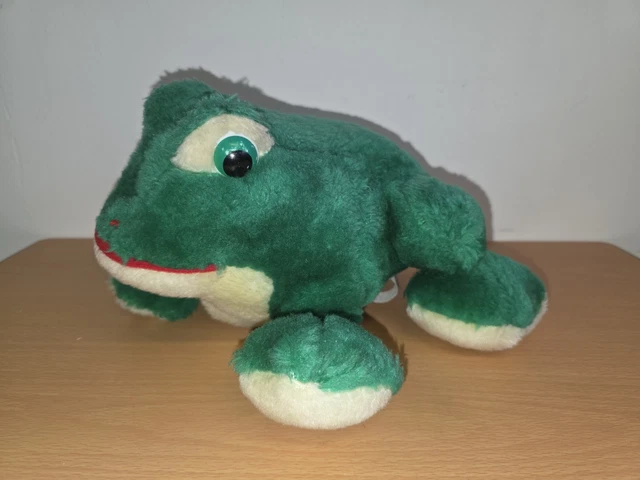 VINTAGE NOISE MAKING Rollerball Croaking Frog Soft Toy Plush 12 Inch ...