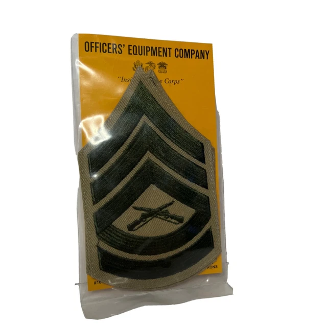 USMC GUNNERY SERGEANT GUNNY GySgt E7 Chevrons PATCH pr Marines grn/tan ...