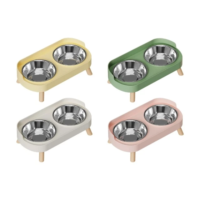 PET FEEDING STATION With Double Bowl Splash Proof Feature Bright Color ...