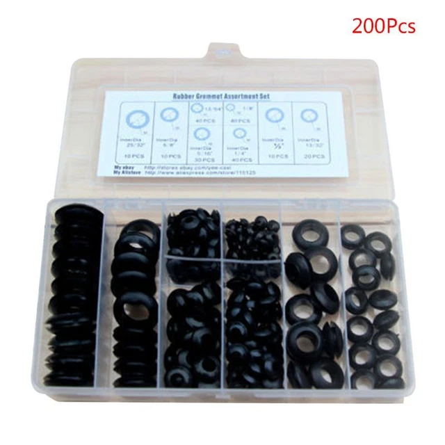 200PCS RUBBER GROMMET Eyelet Gasket Rubber for Automotive Wiring Plug ...