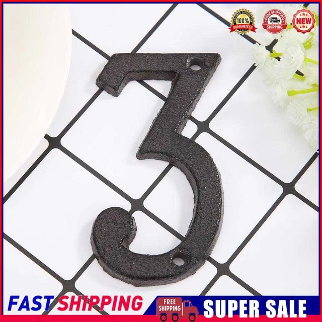 METAL DIGITAL HOUSE Sign Cast Iron Numbers Doorplate DIY Cafe Shop Wall ...