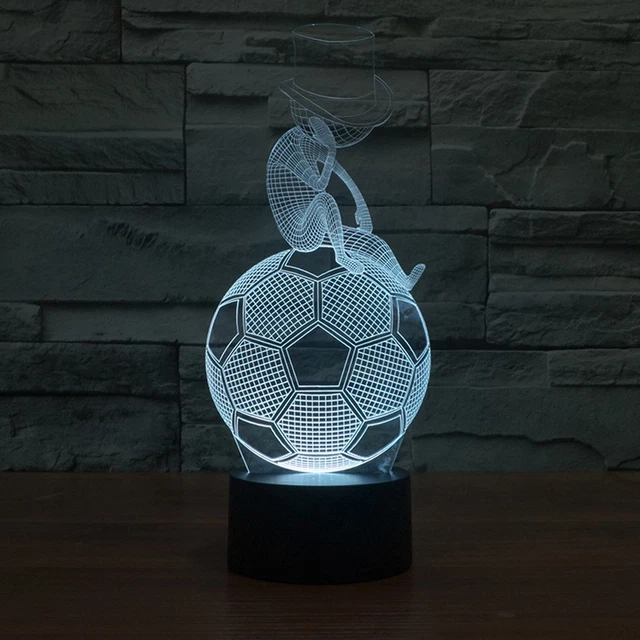 FOOTBALL NIGHT LIGHT for Boys Bedside Lamp Touch Control LED Table £17. ...