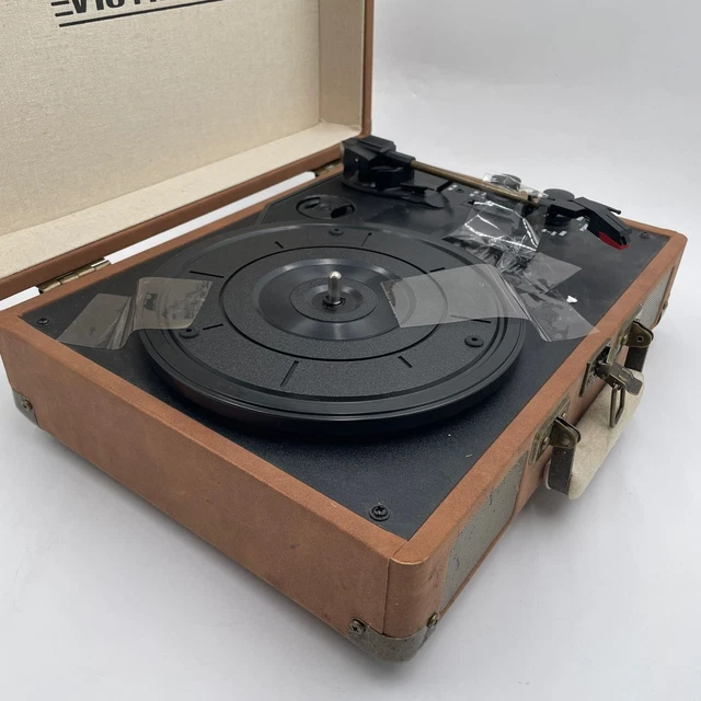 VICTROLA JOURNEY BLUETOOTH Portable Suitcase Record Player Brown - READ ...