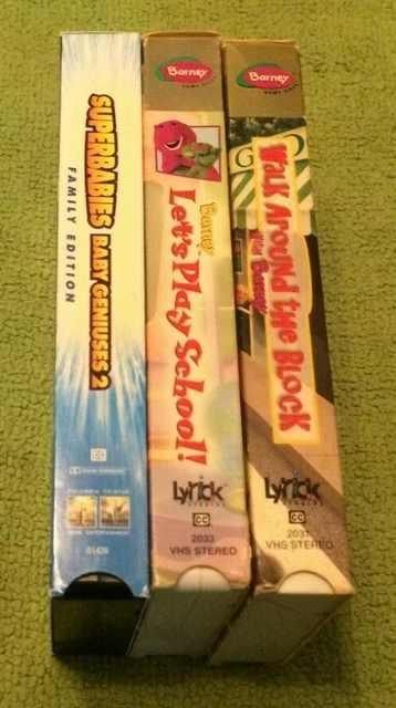 3 CHILDREN VHS Lot Barney Play School & Walk Around Block & Superbabies ...