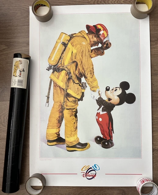 MICKEY MOUSE FIREFIGHTER Art of Disney Poster 15911945 £70.00 - PicClick UK