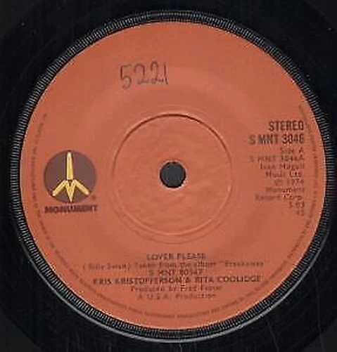 KRIS KRISTOFFERSON AND Rita Coolidge Lover Please 7" vinyl UK Monument ...