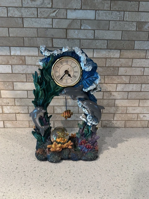 COLLECTABLE DOLPHIN SWING Clock Classic Treasures Quartz Clock w/Fish ...