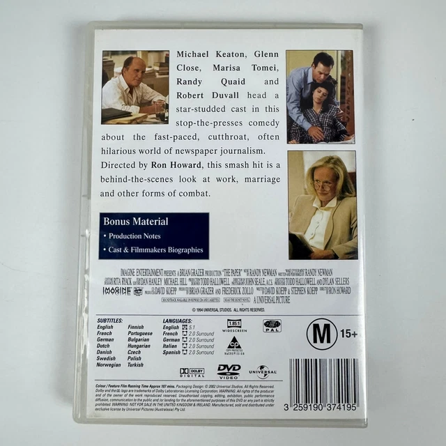 THE PAPER (DVD 1994) Marisa Tomei Michael Keaton Glenn Close Randy ...