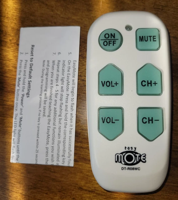 EASY MOTE DT-R08WC Backlit Big Button Universal TV Remote Control With ...