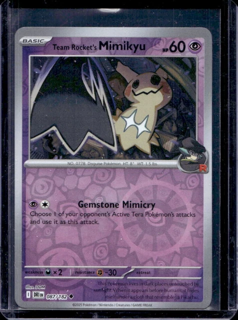 2025 POKEMON SV Destined Rivals Team Rocket's Mimikyu Reverse Holo #087 ...