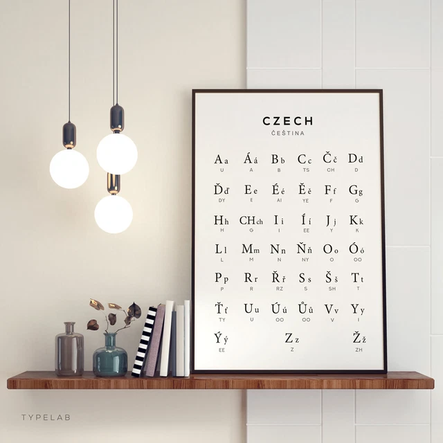 CZECH ALPHABET PRINT, Czech Repubic Alphabet Chart Poster, Wall Art £13 ...