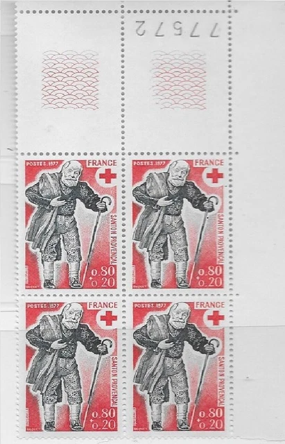 1977 BLOC DE 4 coin numéroté Croix rouge N° 1959 neuf ** EUR 1,50 - PicClick FR