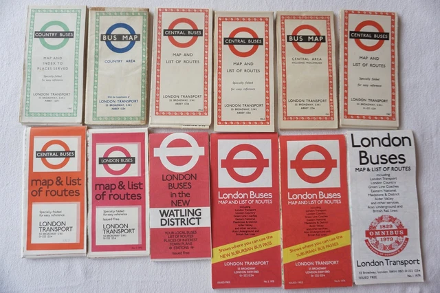 1962 - 1979 London Transport Country Bus Central Area Route Maps ...