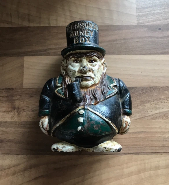 ANTIQUE C1900 CAST Iron Paul Kruger Transvaal Money Box Made In England ...