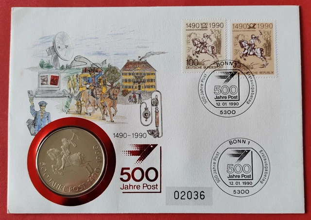 500 JAHRE POST Numisbrief vom 12.Jan.1990 mit Medaille Thurn u.Taxis ...