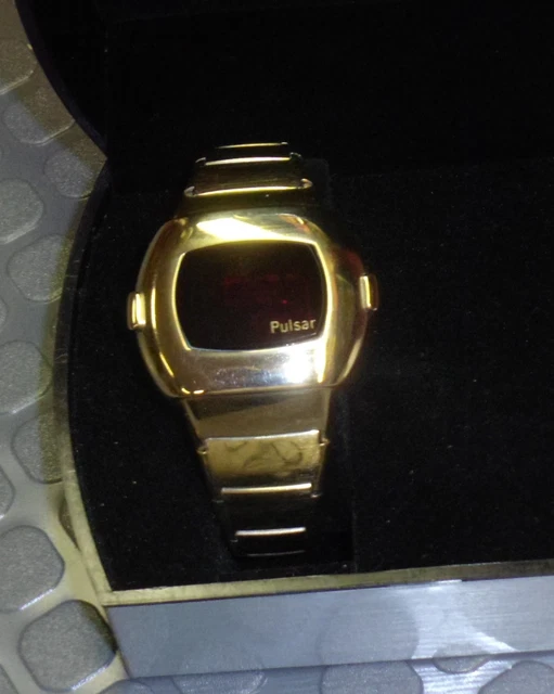 PULSAR TIME COMPUTER p3 date command led watch gold filled auto set ...