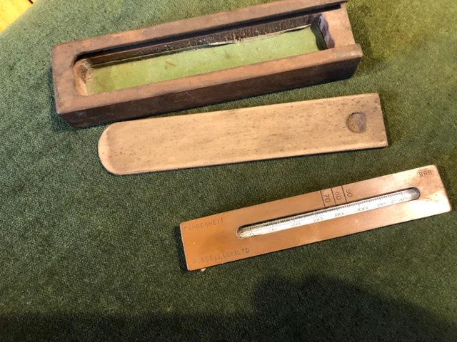 BRITISH RAILWAYS BOARD Track Temperature brass Thermometer in wooden ...