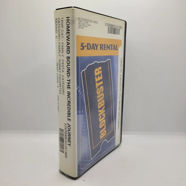 BLOCKBUSTER CLAMSHELL VHS Homeward Bound The Incredible Journey Rental ...