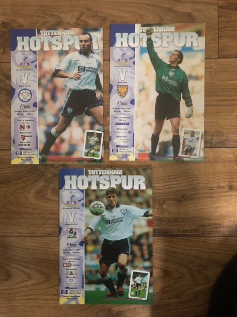 TOTTENHAM HOTSPUR HOME football programmes x 3....season 1996-97 £2.50 ...