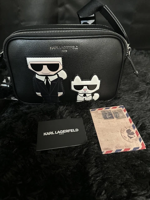 KARL LAGERFELD PARIS Karl & Cat Maybelle Black Crossbody Camera Bag ...