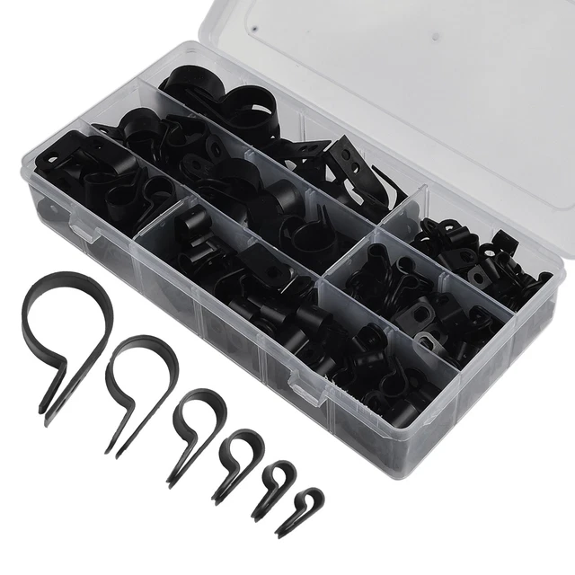 200PCS NYLON R-TYPE Plastic P Clips Cable Clamps Assorted Kit for Cable Conduit $45.18 - PicClick AU