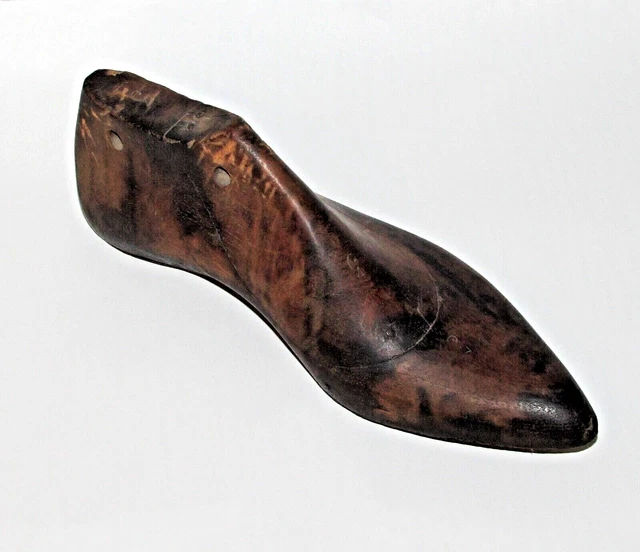 ANTIQUE COBBLER'S WOOD Shoe Boot Form / Full Iron Sole / Solid Oak ...