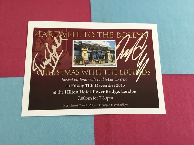 TONY GALE/JULIAN DICKS. West Ham Utd. Signed.farewell To The Boleyn.6X4 ...