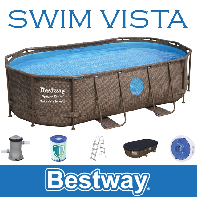 BESTWAY POWER STEEL Swim Vista 427x250x100 Frame Pool oval im Komplett Set EUR 499,99 - PicClick DE
