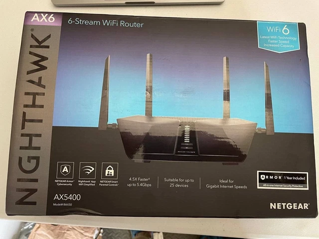NETGEAR NIGHTHAWK 6-STREAM AX5400 WiFi 6 Router (RAX50) - AX5400 Dual ...