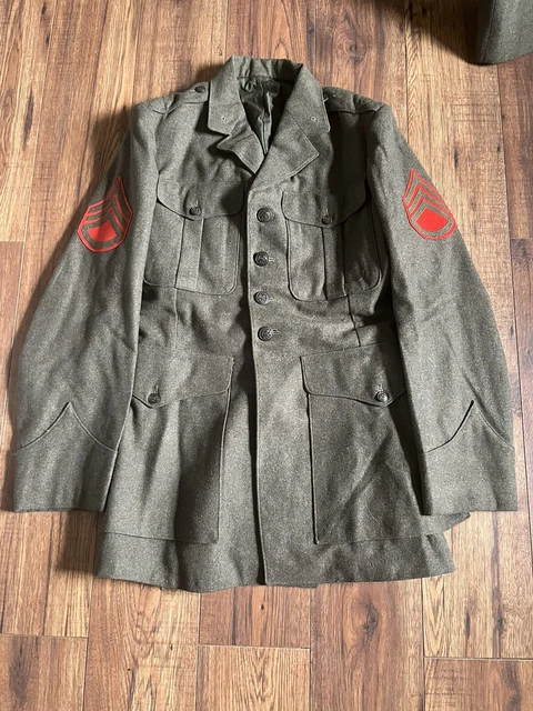 VINTAGE USMC WW2 Green Wool Dress Uniform Jacket & Pants £99.67 ...
