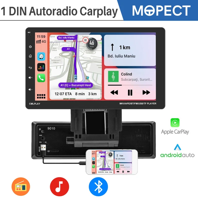 MOPECT 9 INCH Autoradio Apple/Android Carplay Head Unit Bluetooth FM ...