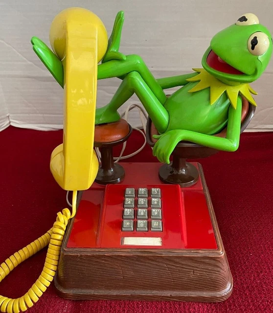 VINTAGE KERMIT THE Frog Push Button Landline Phone 1983 Jim Henson ...