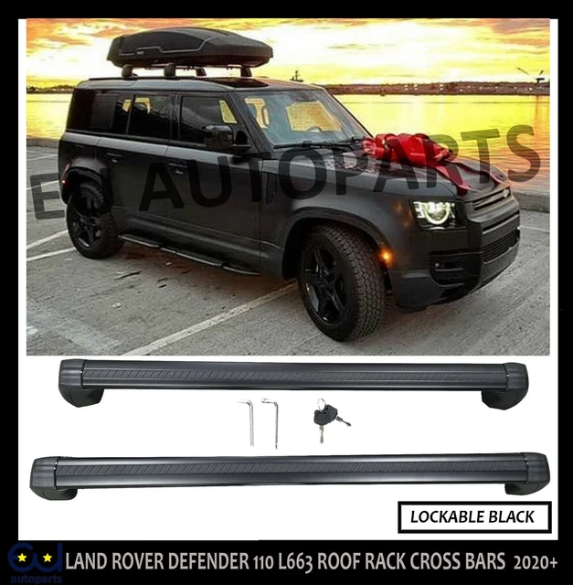 BLACK ROOF RACK Cross Bars Locking Rails For Land Rover L663 Defender ...