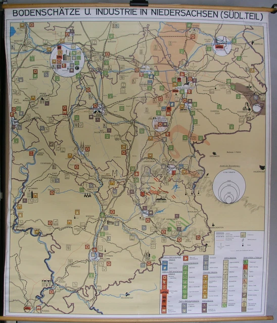 SCHOOL WALL MAP wall map map mineral resources industry Lower Saxony ...