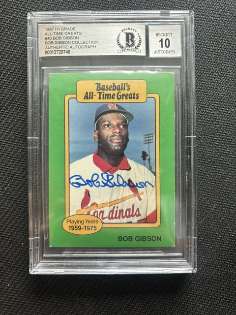 1987 HYGRADE BASEBALL'S all-time greats #40 Bob Gibson dédicacé BGS ...