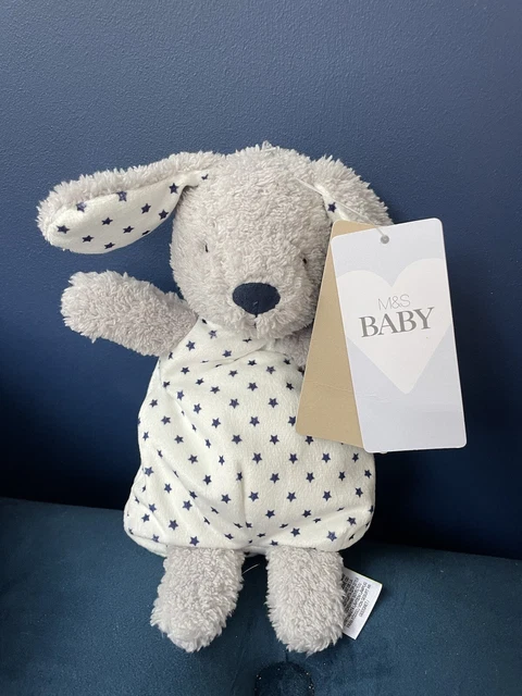 MARKS SPENCER BLUE star Puppy Dog Baby soft toy plush comforter ...