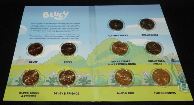 BLUEY DOLLARBUCKS 2024 - FULL SET - 10 x $1 COINS in FOLDER ...