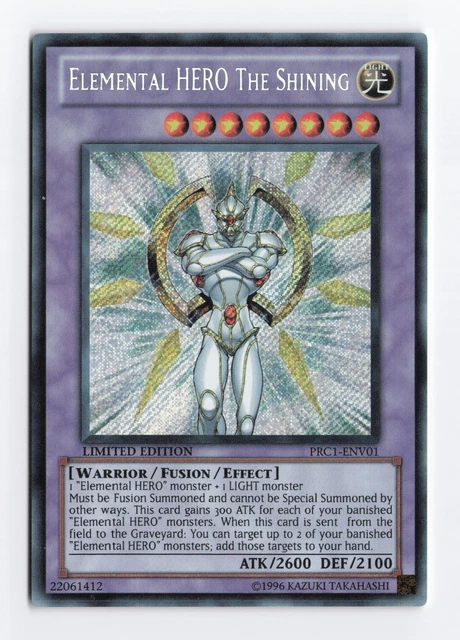 ELEMENTAL HERO THE Shining PRC1-ENV01 Faded and Holo Bleed Error Yugioh ...