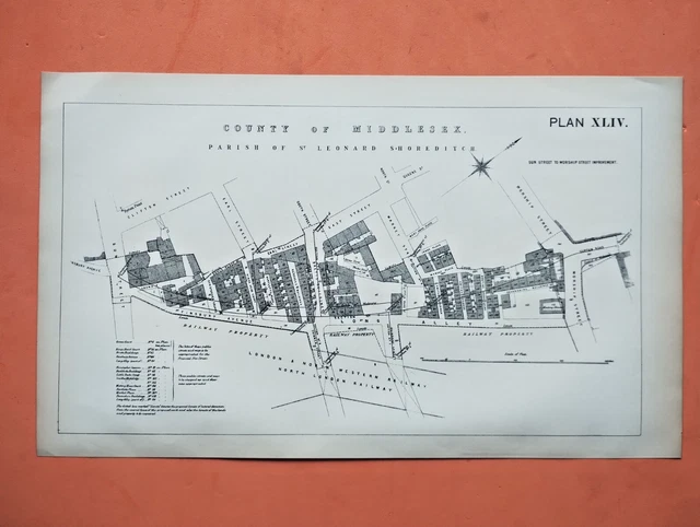 1898 ANTIQUE MAP of Appold Street development plan. Sun Street - London ...