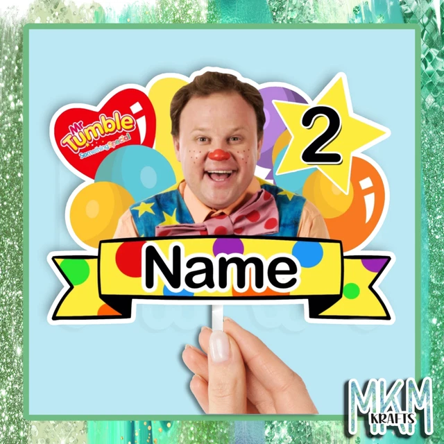 MR TUMBLE PERSONALISED STAND UP Card Cake Topper HAPPY BIRTHDAY ANY ...
