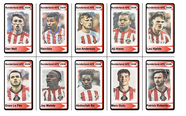 SUNDERLAND AFC - 25/26 ENGLISH PREMIER LEAGUE BASE SET Trading Cards £8 ...