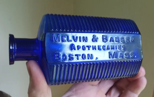 RARE 8 OZ Cobalt Melvin & Badger Boston Irregular Hexagon Poison Bottle ...