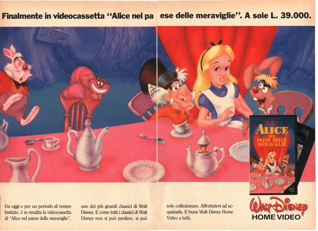 ALICE NEL PAESE delle Meraviglie VHS Disney Pubblicità 1990 Italian ...