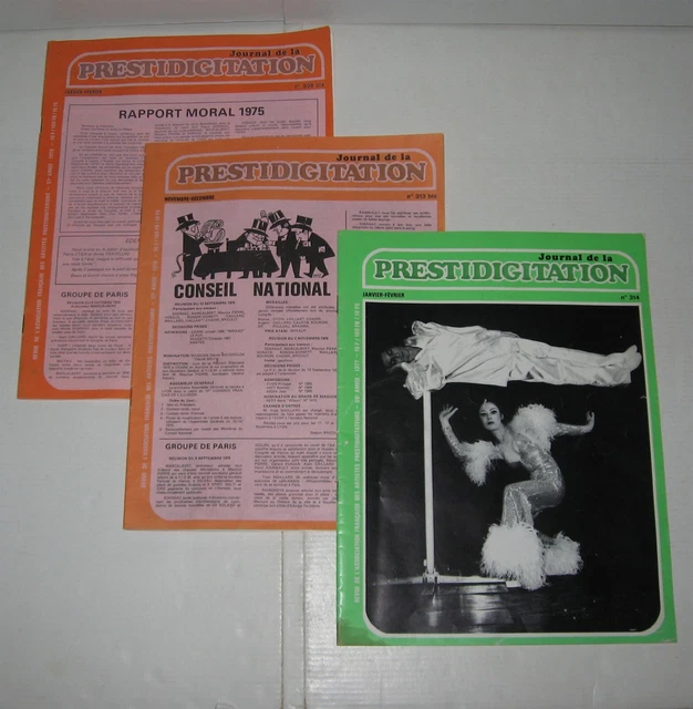 JOURNAL DE LA PRESTIDIGITATION n°308 bis,313 bis,314 (1977),MAGIE,TOURS ...