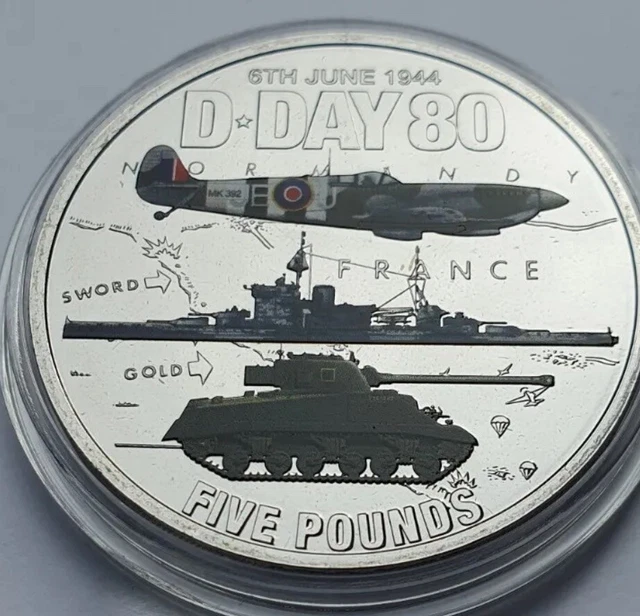 2024 JERSEY, D-DAY 80th Anniversary WW2 £5 Five Pound with Colour BU ...