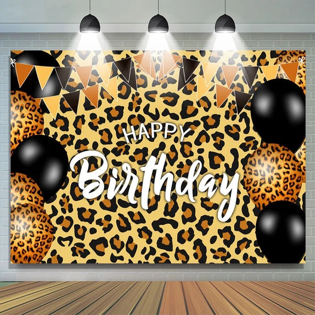 BLACK AND LEOPARD Themed Adult Happy Birthday Backdrop $37.87 - PicClick AU