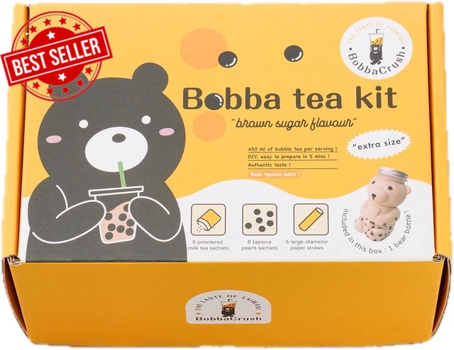 BOBBACRUSH – DIY Bubble Tea Kit Brown Sugar Flavor with Tapioca Pearls ...