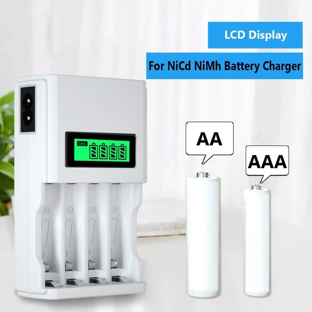 SMART 4 SLOTS AA/AAA Battery Charger Charging Tool LCD Display NiCd ...